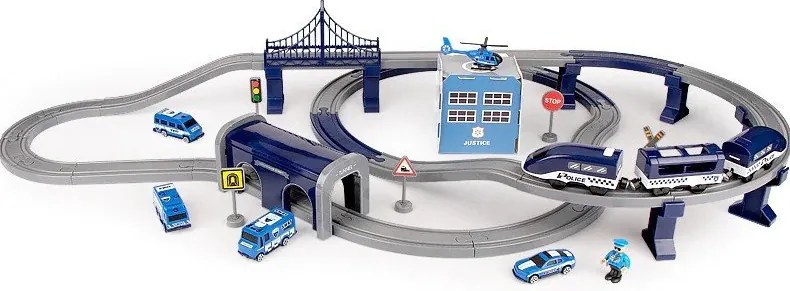 LEAN Toys Souprava městský policejní vlak modrý 203 km/h