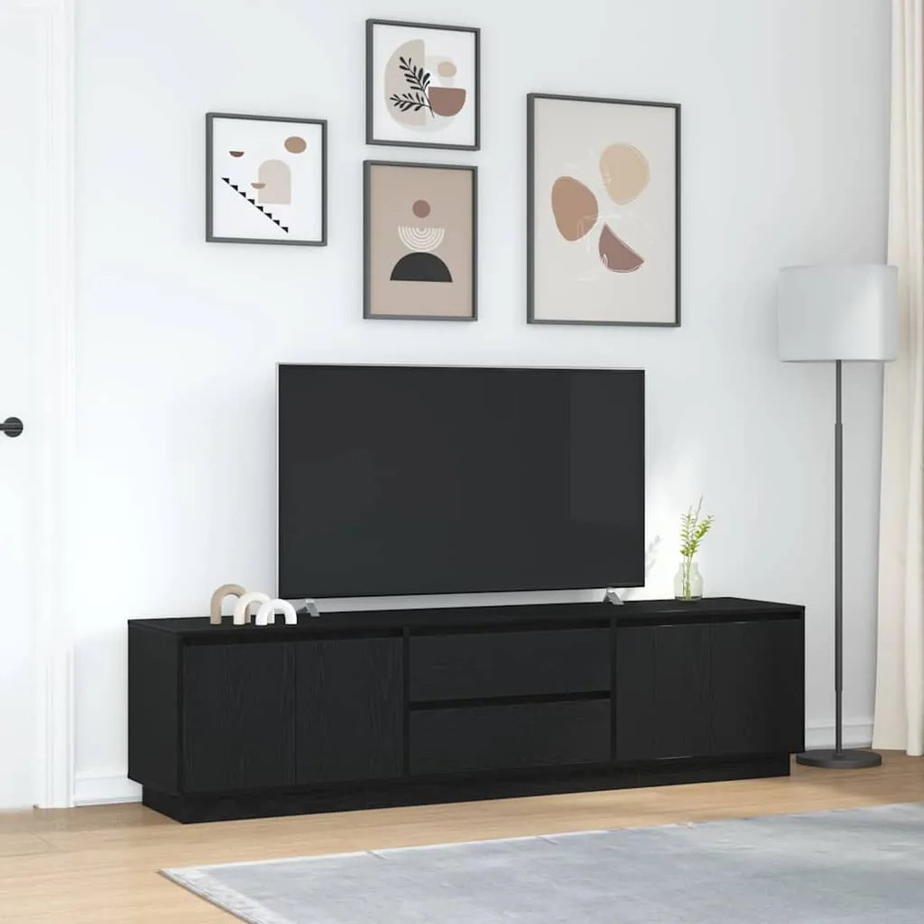 TV skříňka s LED osvětlením černý dub 193,5x41x50 cm 3328436