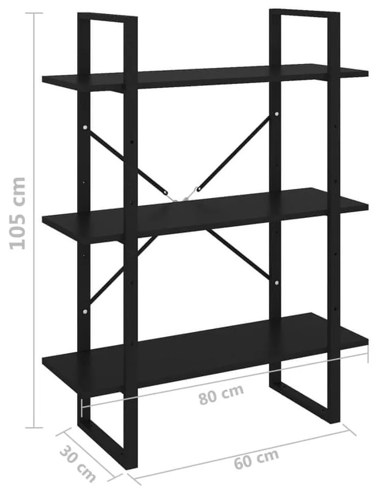 Petromila Knihovna černá 80 x 30 x 105 cm dřevotříska