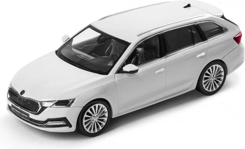 Kovový model škoda octavia iv combi, bílá moon