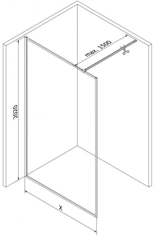 Mexen Kioto-F, sprchová zástěna s rámem 100 x 202 cm, 8 mm sklo námraza, chromový profil, 800-100-104-01-30