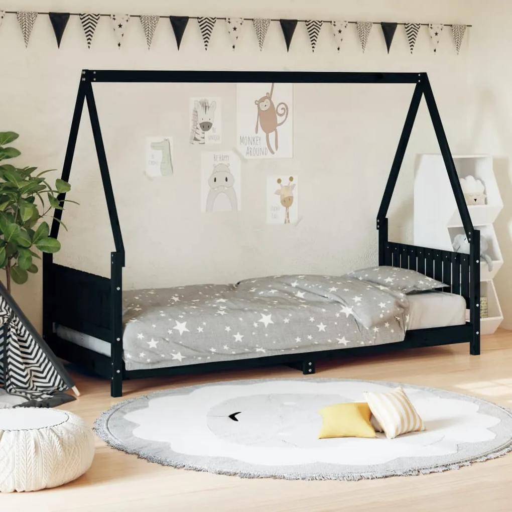 Dětská postel černá 80 x 200 cm masivní borové dřevo - Default Title