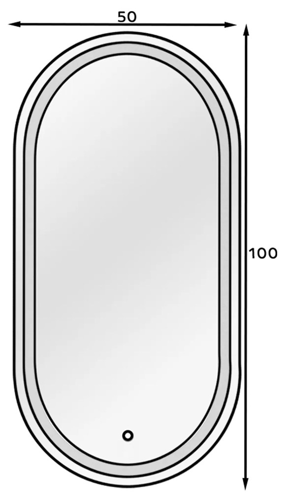 Eltap Zrcadlo Robienti L s LED osvětlením 50x100 cm, černé