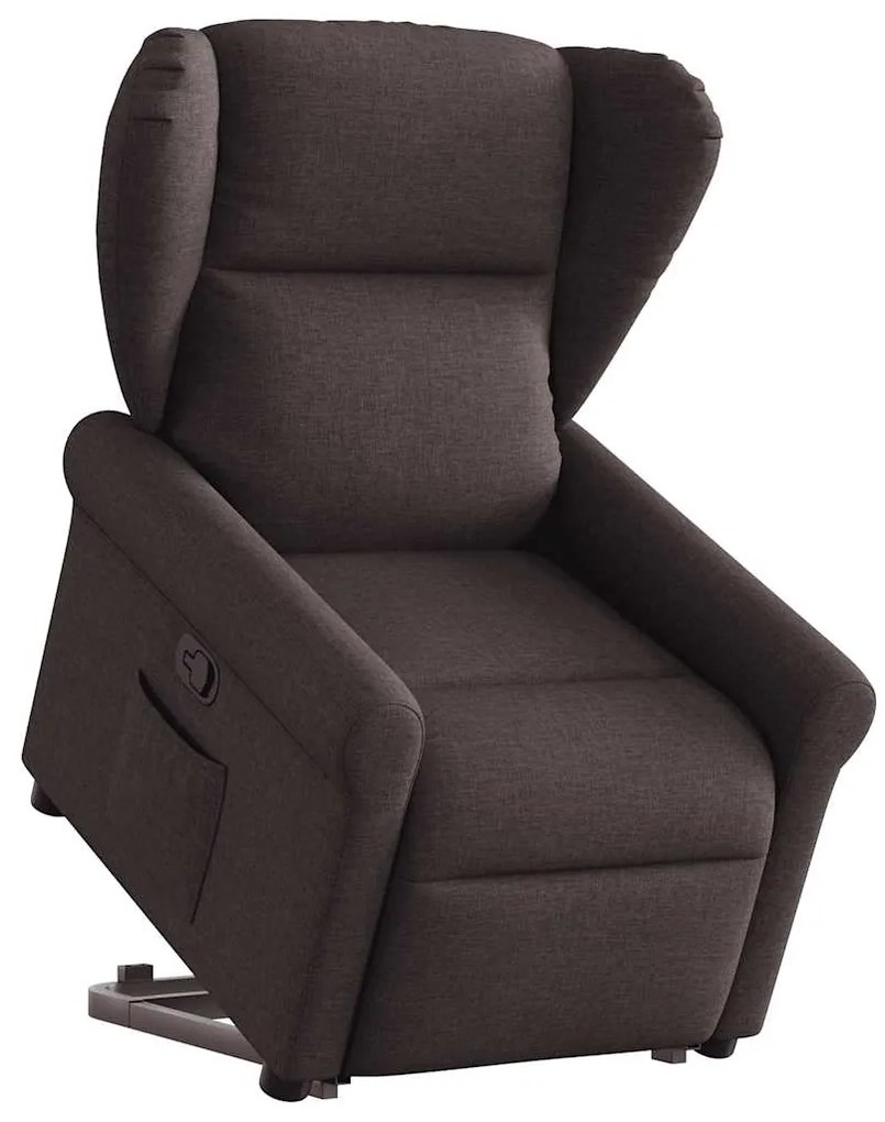 Zvedací polohovací křeslo tmavě hnědé textil 3303379