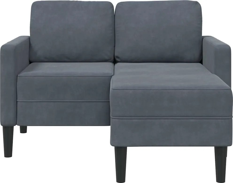 vidaXL Dvoumístná pohovka s lehátkem ve tvaru L 125 cm samet [4107072] Barva: Tmavě šedá
