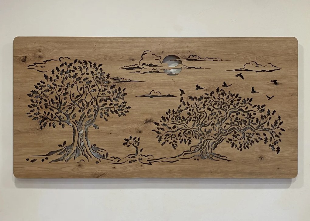 Li-Go "Tři duby" světelný obraz 230V 120x60 cm provedení povrchu: bříza