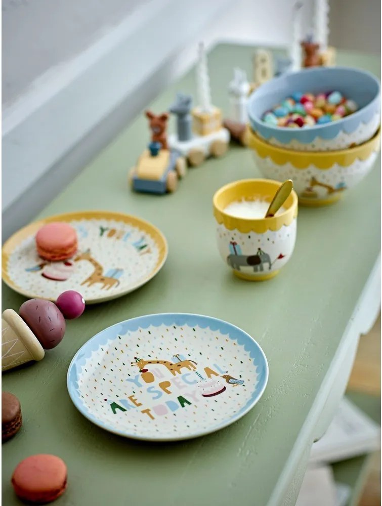 Světle modrý/krémový dětský talíř z kameniny ø 16 cm Celebrate – Bloomingville Mini