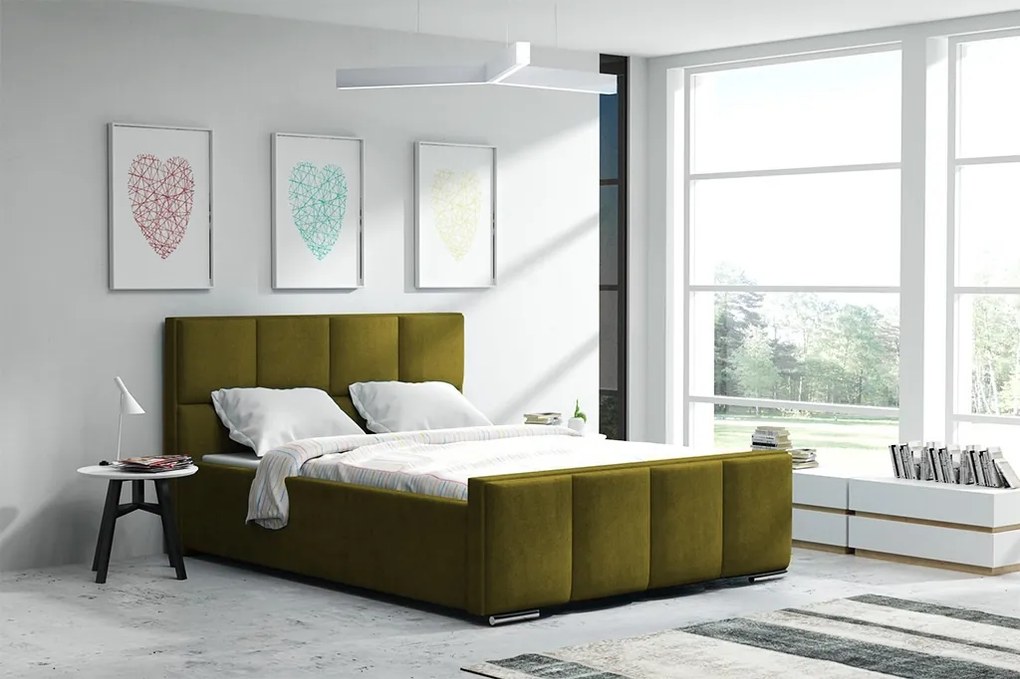 Eka Čalouněná postel Passion - Kronos 160x200 cm Barva látky: Mintová (Kronos 26), Úložný prostor: S kovovým rámem úložného prostoru