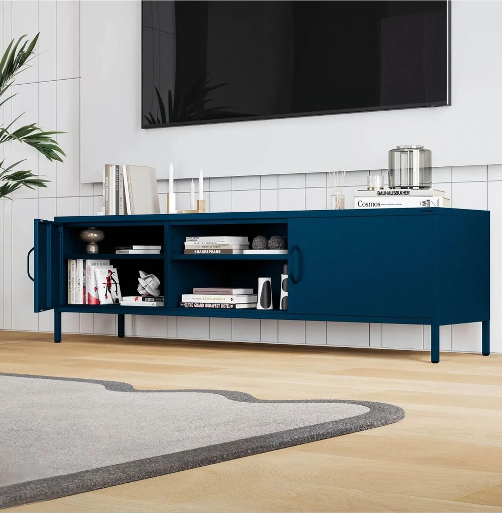 Kovová televizní skříňka 170 cm Rosaria XL Navy