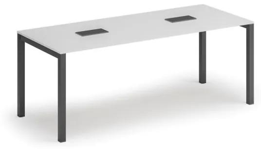Stůl SQUARE 2000 x 800 x 750, bílá + 2x stolní zásuvka TYP III, černá