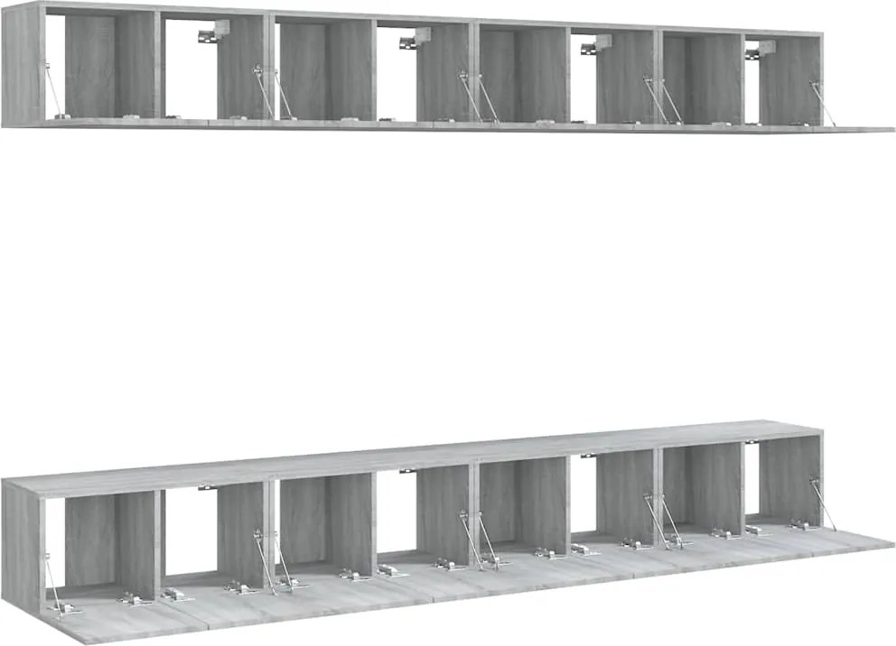 TV skříňky 8 ks šedé sonoma 60 x 30 x 30 cm kompozitní dřevo 3120309