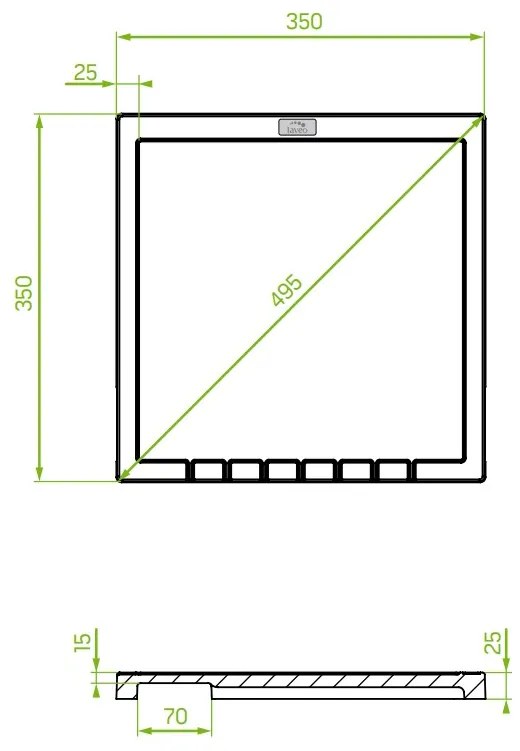 Laveo Halvo, granitový odkapávač 350x350x25 mm, bílá, LAV-OBA_601T