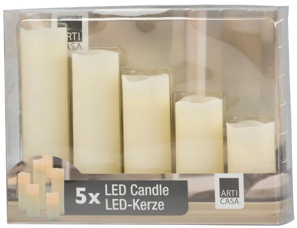 LED voskové svíčky, sada 5 ks