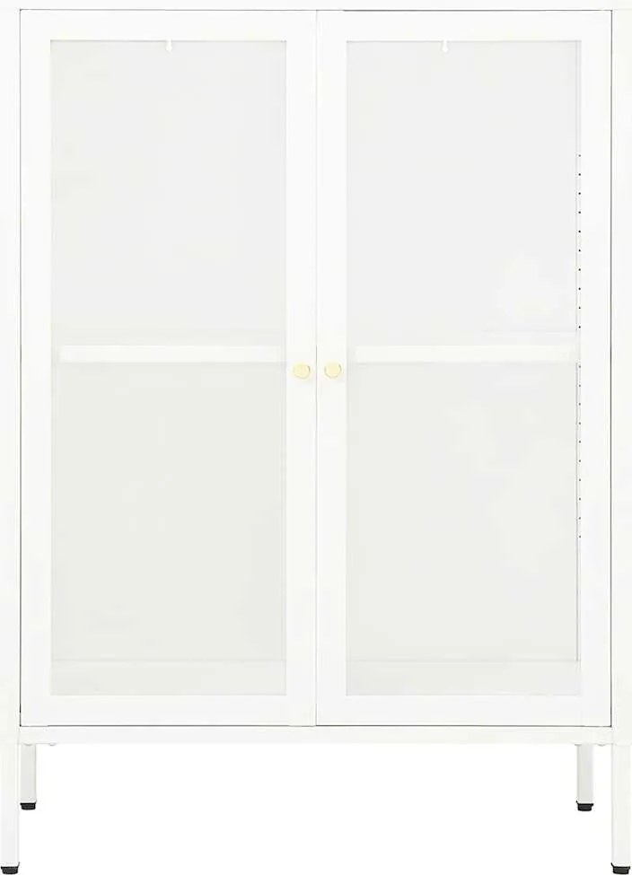 Příborník bílý 75 x 35 x 105 cm ocel a sklo 336071