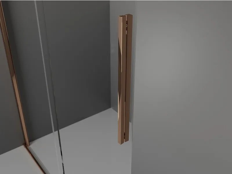 Mexen Velar sprchová stěna posuvná Walk-in 140 x 200 cm, matné sklo 8 mm, růžové zlato - 871-140-000-33-60