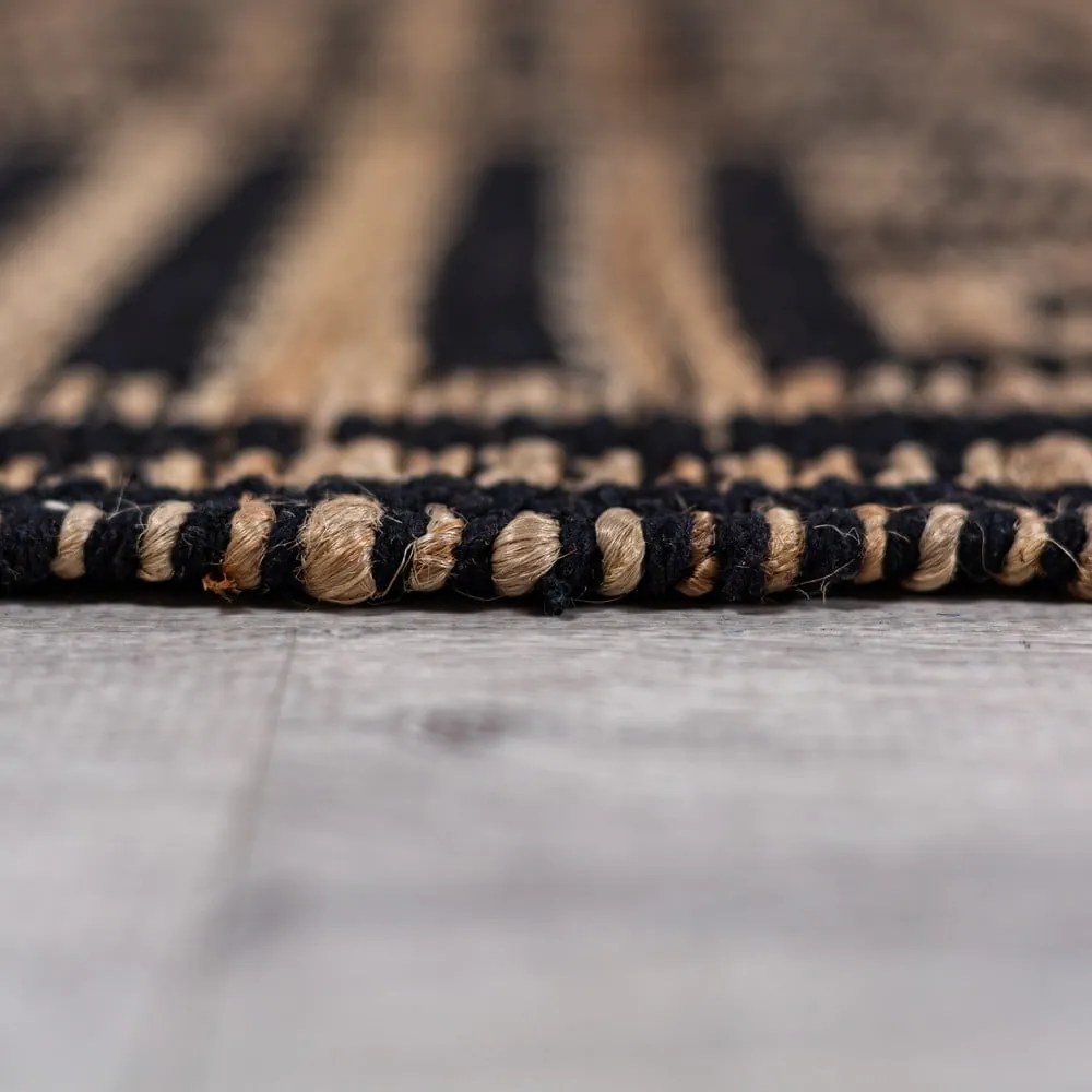 Černý/v přírodní barvě ručně tkaný koberec s příměsí juty 200x290 cm Meander Jute – Flair Rugs