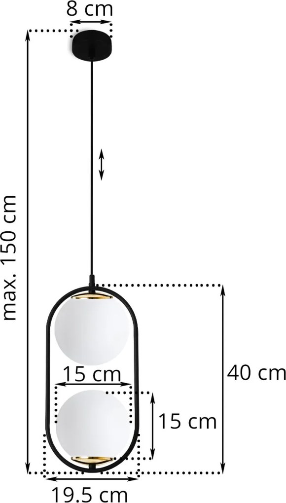 Závěsné svítidlo Florence, 2x bílé skleněné stínítko, b/g, U