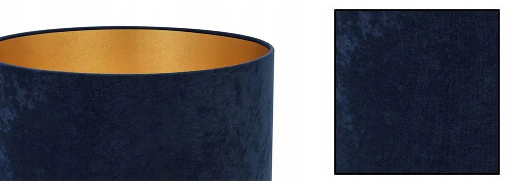Závěsné svítidlo MEDIOLAN, 1x tmavomodré/zlaté textilní stínítko, (fi 35cm)