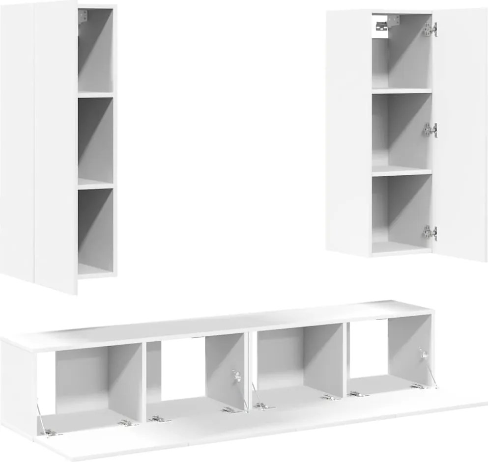4dílný set TV skříněk bílý kompozitní dřevo 3078666