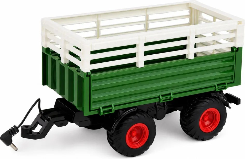 LEAN Toys Zemědělský traktor s vyklápěcím přívěsem, dálkově ovládaný RC, se světly, měřítko 1:24