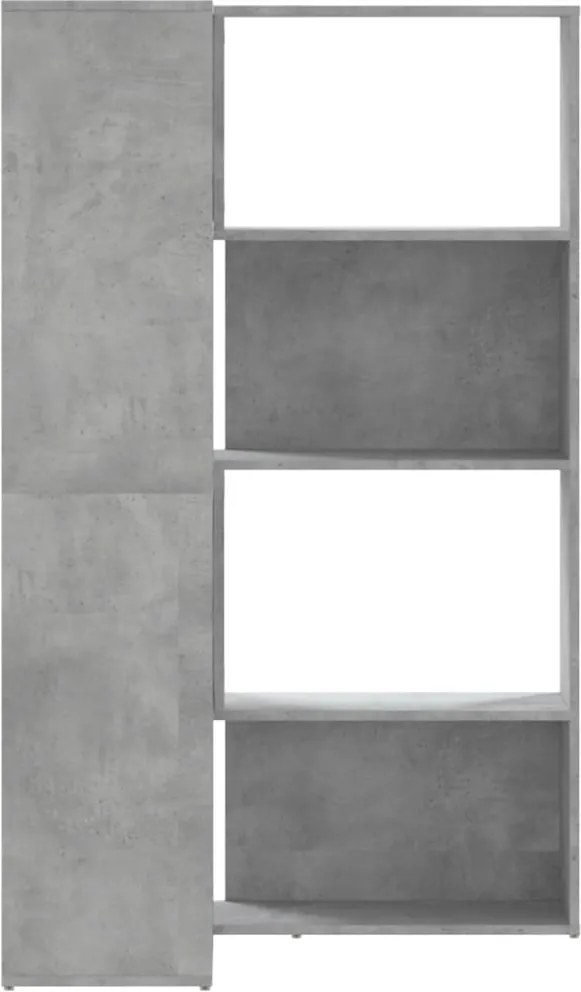Rohová knihovna 4patrová betonově šedá 85x85x140 cm kompozit 3307813