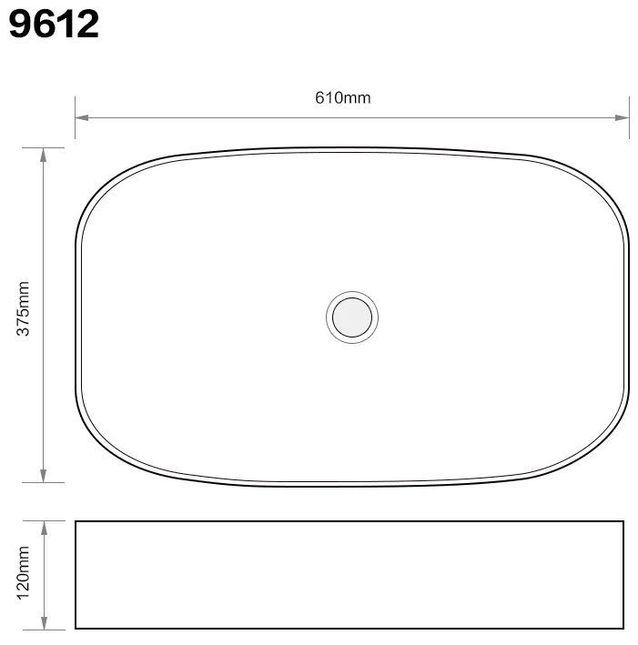 Erga Luella, umyvadlo na desku 610x375x120 mm, bílá lesklá, ERG-V03-9612-WH