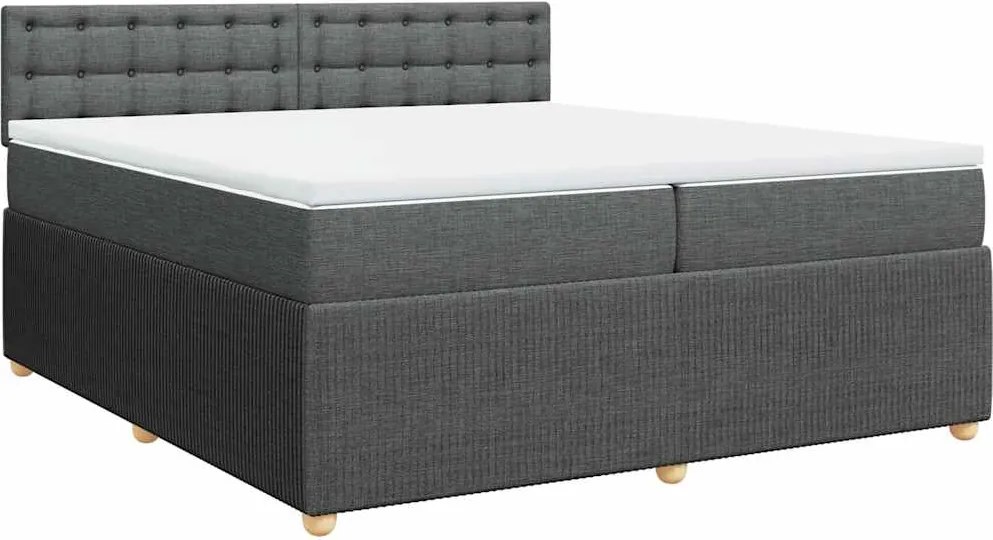 Box spring postel s matrací tmavě šedá 200x200 cm textil 3289878