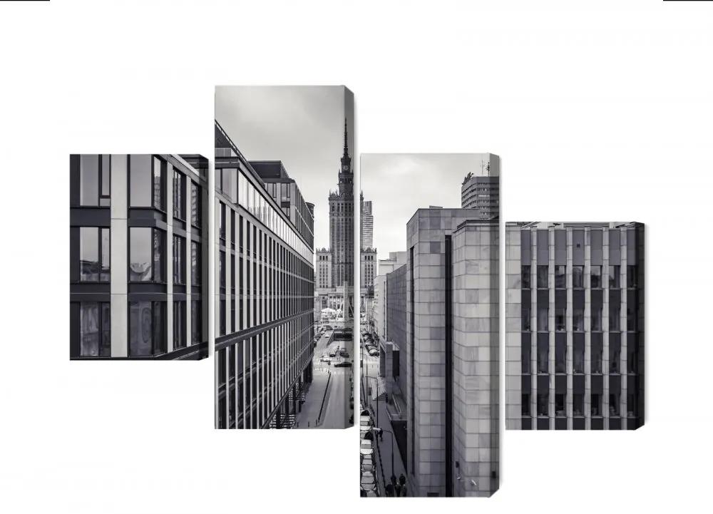 Vícedílný obraz Černobílé Panorama Centra Varšavy Nedostatek Nedostatek Plátno Canvas 80x50