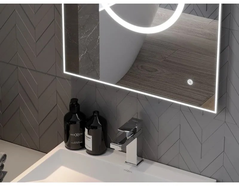 Mexen Koga podsvícené koupelnové zrcadlo 80 x 60 cm, LED 6000K, ventilátor - 9821-080-060-611-00