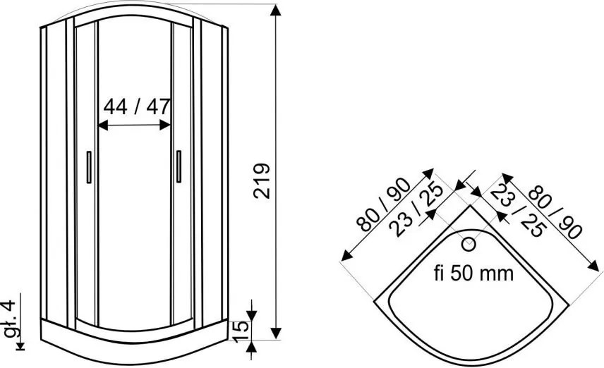 Aplomo Erika 80x80x219 masážní sprchový box
