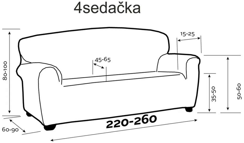 Potah na sedačku elastický, Estivella odolný proti skvrnám, světle hnědý čtyřkřeslo - š. 220 - 260 cm