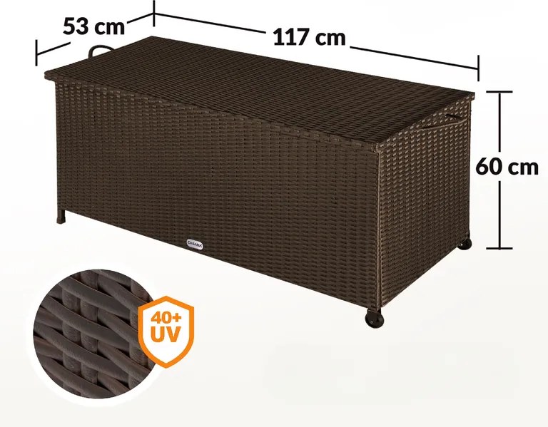 Deuba Úložný box s kolečky 370 L - hnědý