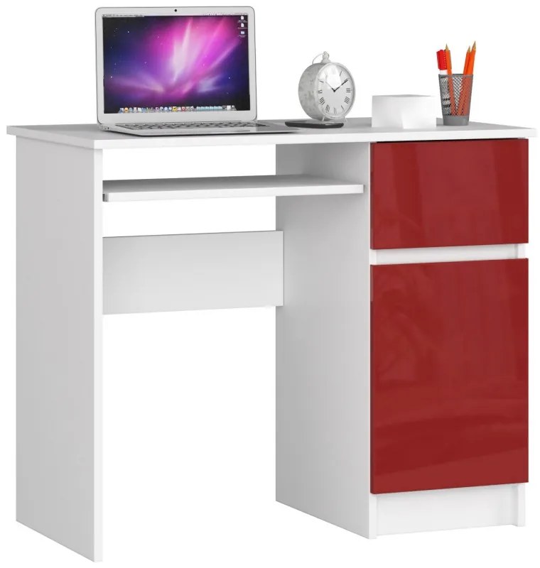 PC stůl Pixel pravý, červená lesk