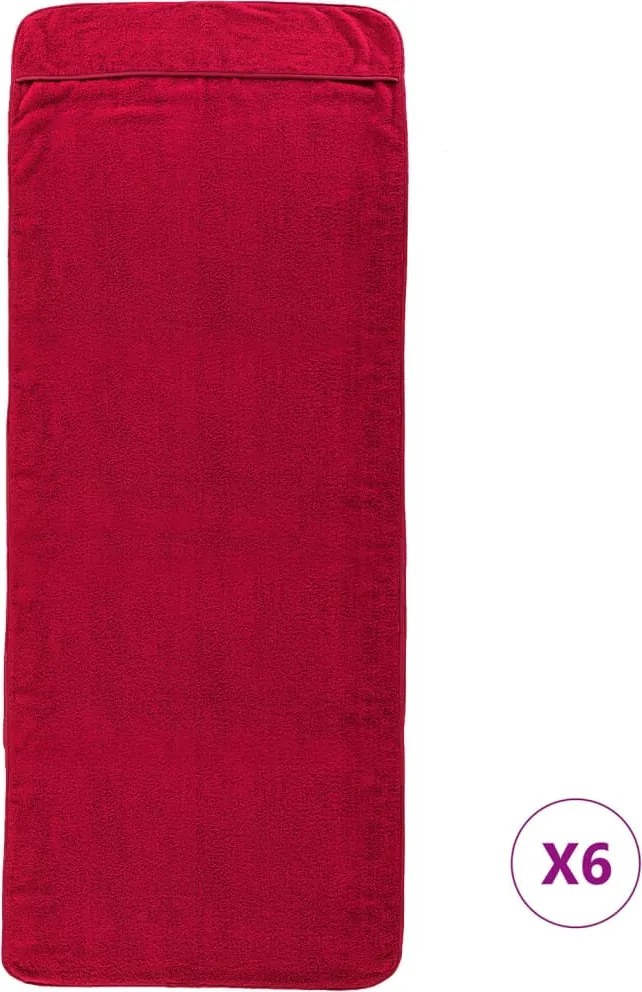 Plážové osušky 6 ks vínové 60 x 135 cm textil 400 GSM 3157057