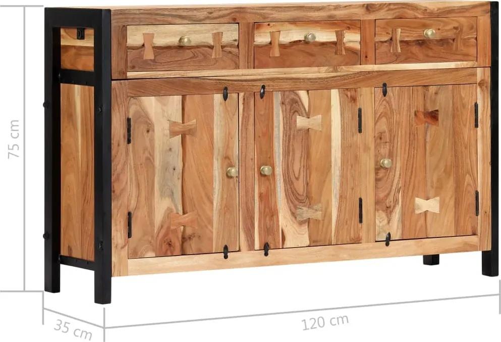vidaXL Příborník 120 x 35 x 75 cm masivní akáciové dřevo [247449]