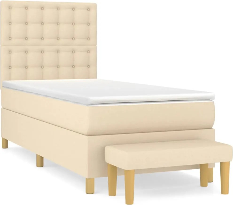 Box spring postel s matrací krémová 90x190 cm textil 3137442