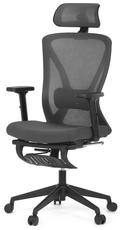 Kancelářská ergonomická židle ZANE s podnožkou — síť / látka, šedá