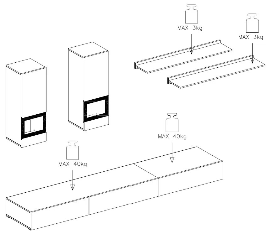 Obývací stěna BAROS Helvetia Barevné provedení: bílý mat/bílý lesk