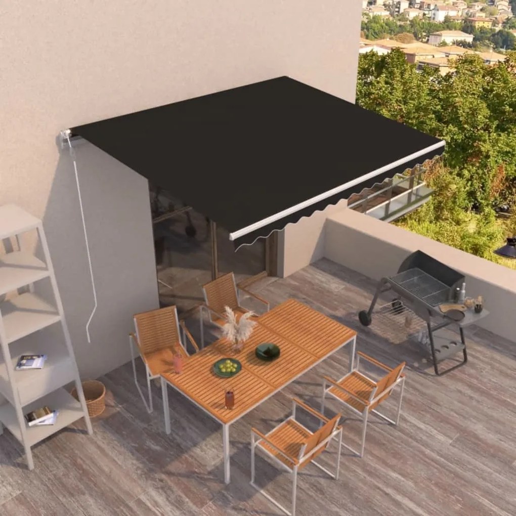 Automatická zatahovací markýza 450 x 350 cm antracitová 3069009