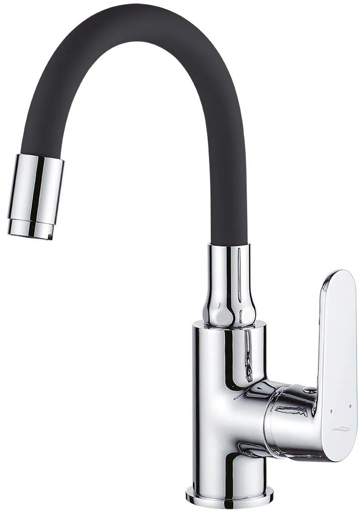 Kuchinox Dima, umyvadlová baterie s flexibilním výtokem h-280, černá-chromová, LAV-BQD_021B