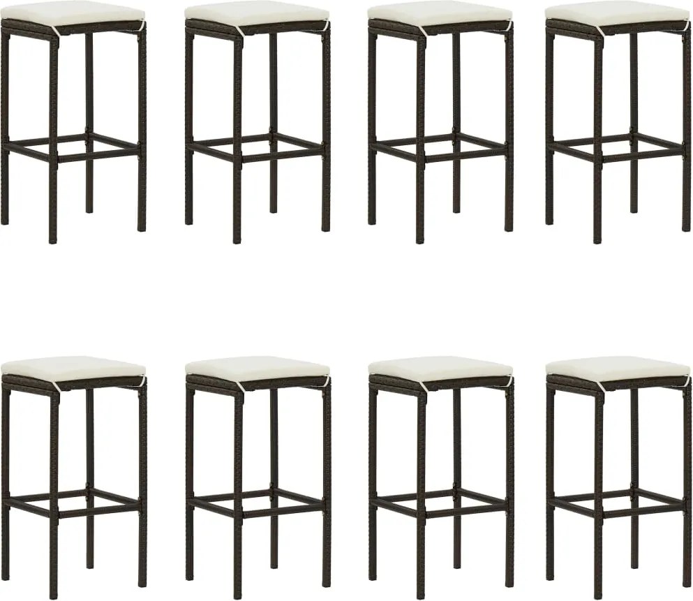 9dílný zahradní barový set s poduškami hnědý 3068013