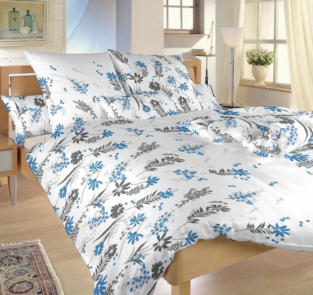 Dadka Povlečení krep Agáta denim na bílém  140x200, 70x90 cm