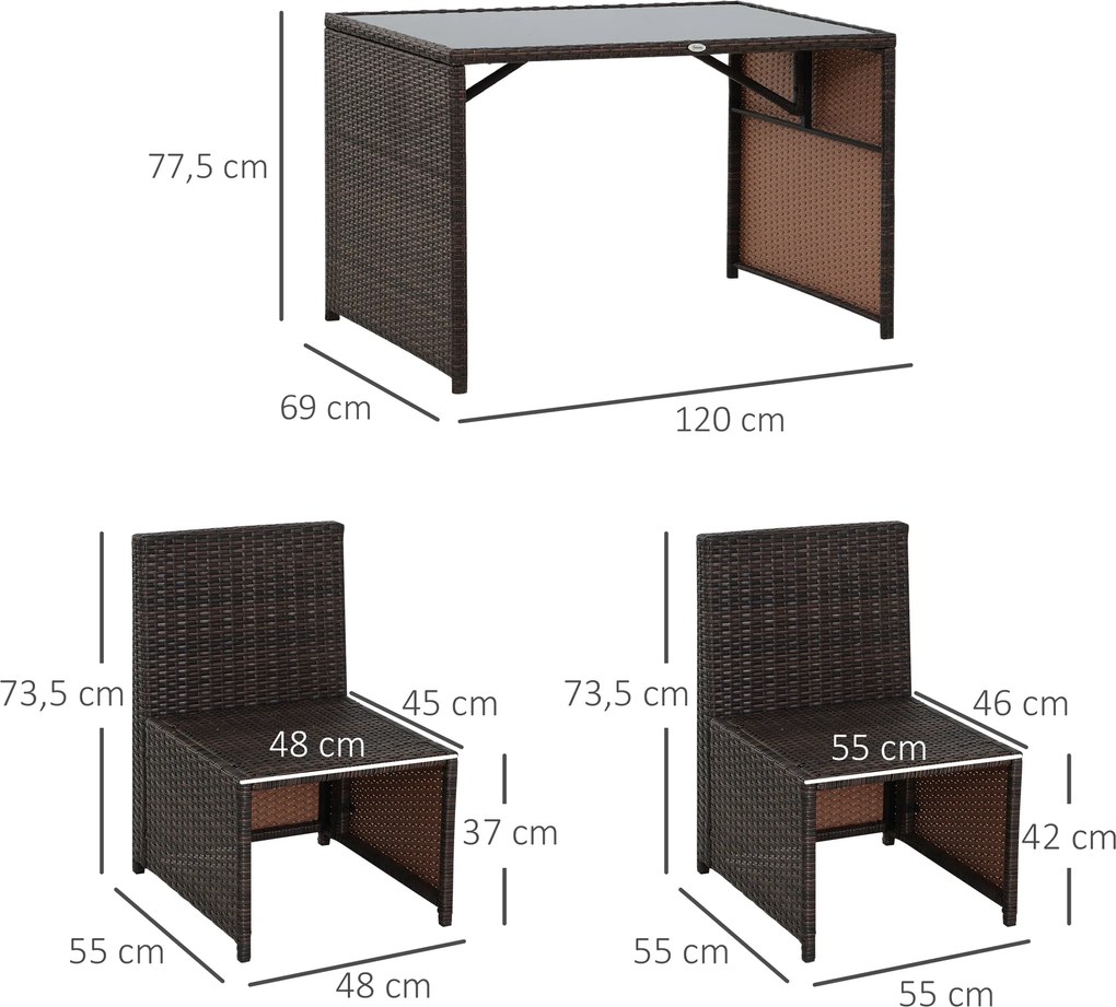 Outsunny polyratanový zahradní set 5 ks zahradní nábytek lounge set, odolný proti povětrnostním vlivům a elegantní pro balkon terasu | Aosom.de