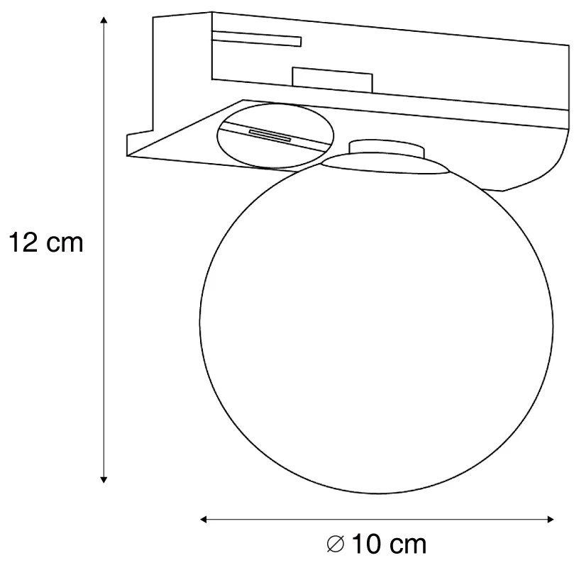 Moderní stropní svítidlo černé s bílým sklem pro 1fázový kolejnicový systém - Iconic Perle