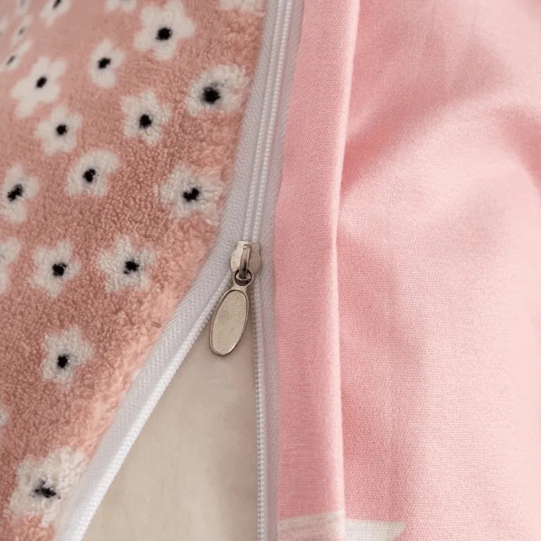 Oboustranný povlak na polštářek DUO SENSE DAISELLE 45x45 cm mikroplyš/flanel, růžový
