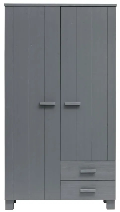 OnaDnes -20% Hoorns Tmavě šedá dřevěná šatní skříň Koben 111 cm se šuplíky