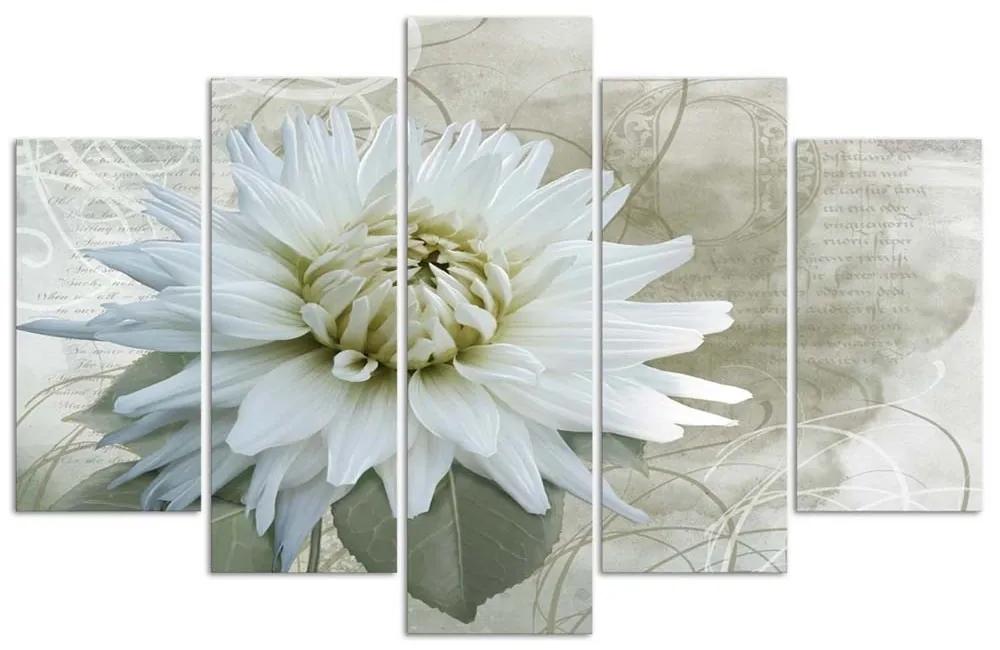 Obraz na plátně pětidílný Vintage béžová květina - 100x70 cm