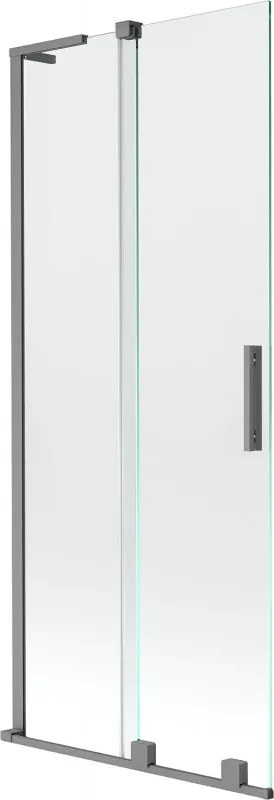 Mexen Velar L, 2-křídlová posuvná vanová zástěna 80 x 150 cm, 8mm čiré sklo, grafitová matná, 896-080-003-01-95