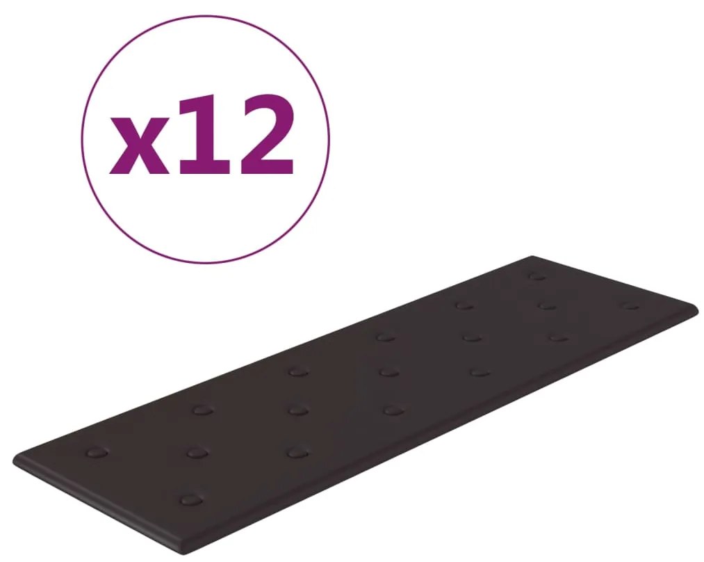 vidaXL Nástěnné panely 12 ks černé 90 x 30 cm umělá kůže 3,24 m²