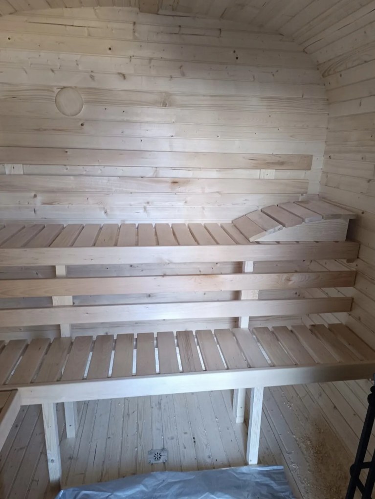 NIKIDO Venkovní zaoblená sauna na dřevo nebo elektřinu LUXO 240x220 pro 4-6 osob